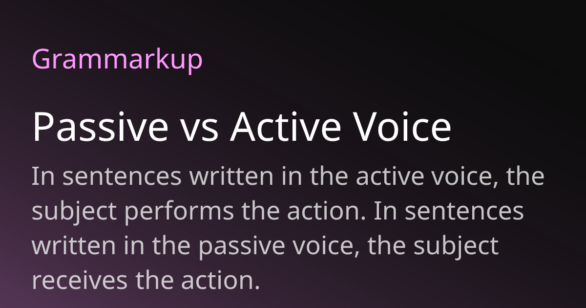 Passive vs Active Voice | Grammarkup