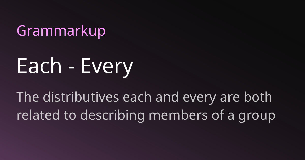 Each - Every | Grammarkup