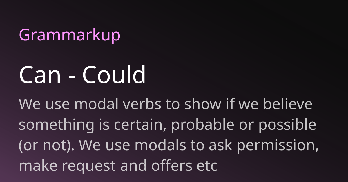 Can - Could | Grammarkup