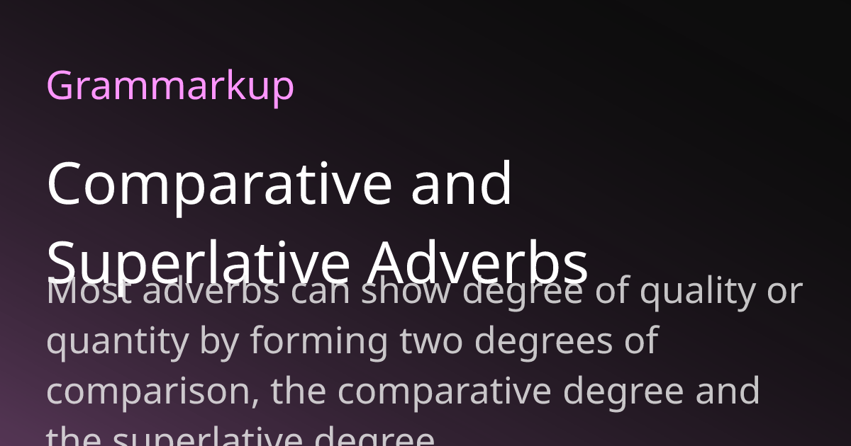 Comparative and Superlative Adverbs | Grammarkup