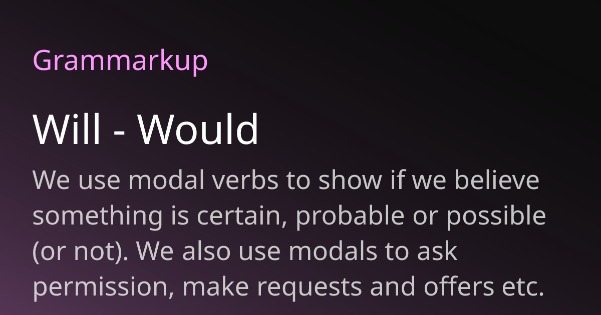 Will - Would | Grammarkup