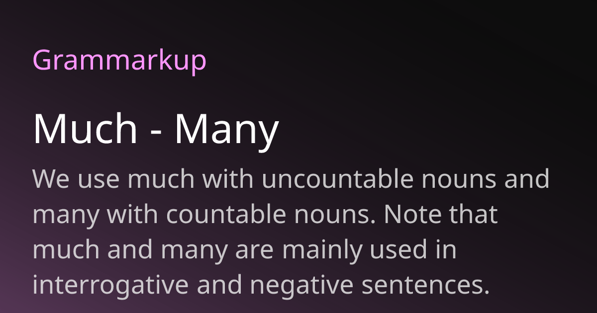 Much - Many | Grammarkup